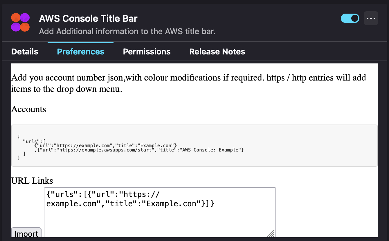 AWS Console Title Bar