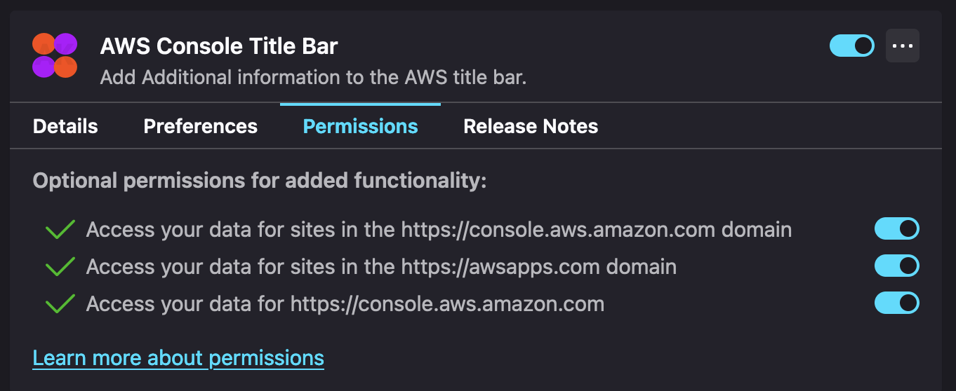 AWS Console Title Bar
