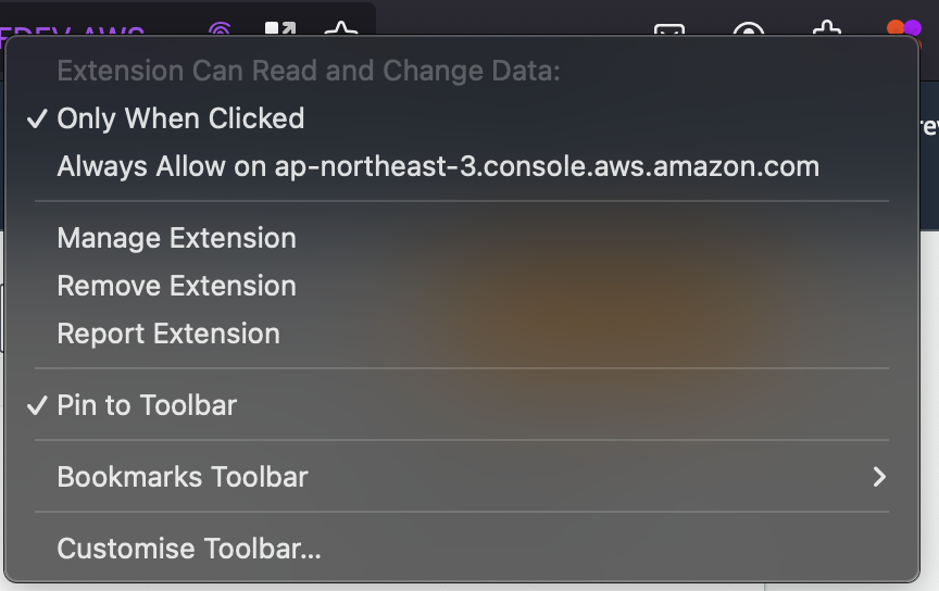 AWS Console Title Bar